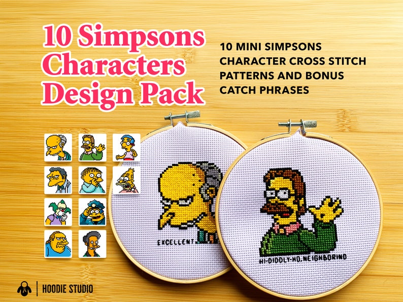 The Simpsons Characters 10 Mini Cross Stitch Patterns DIY Embroidery ...