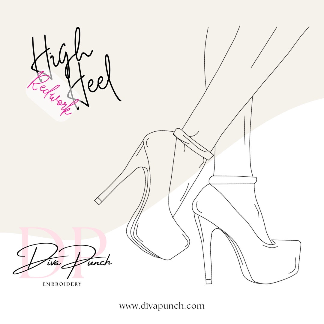 Sexy Legs in High Heels redwork Embroidery Design Shopping Running ...