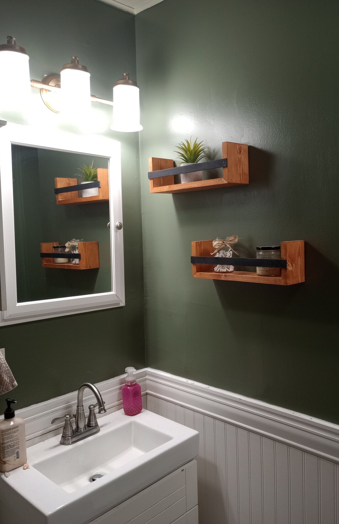 Floating Stained Wood Shelves - Etsy