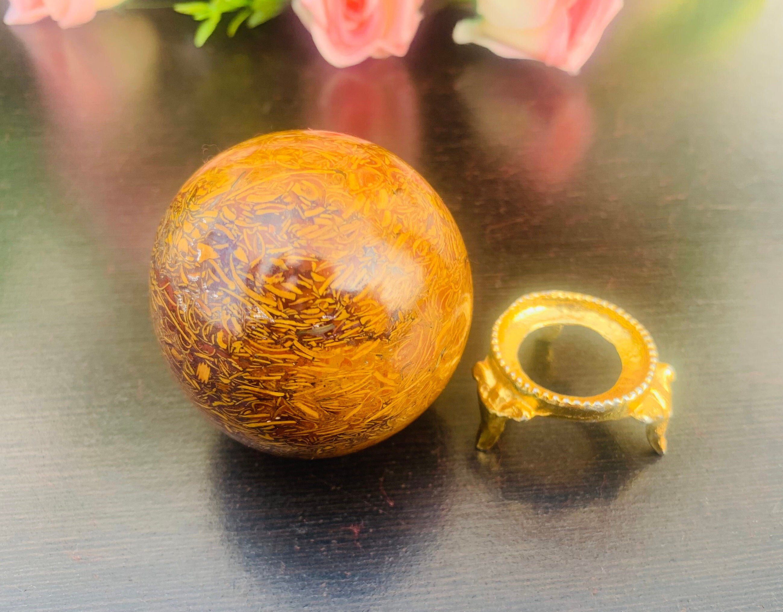 Beautiful 52MM Mariam Jasper Calligraphy Jasper Power Stone Sphere Ball ...