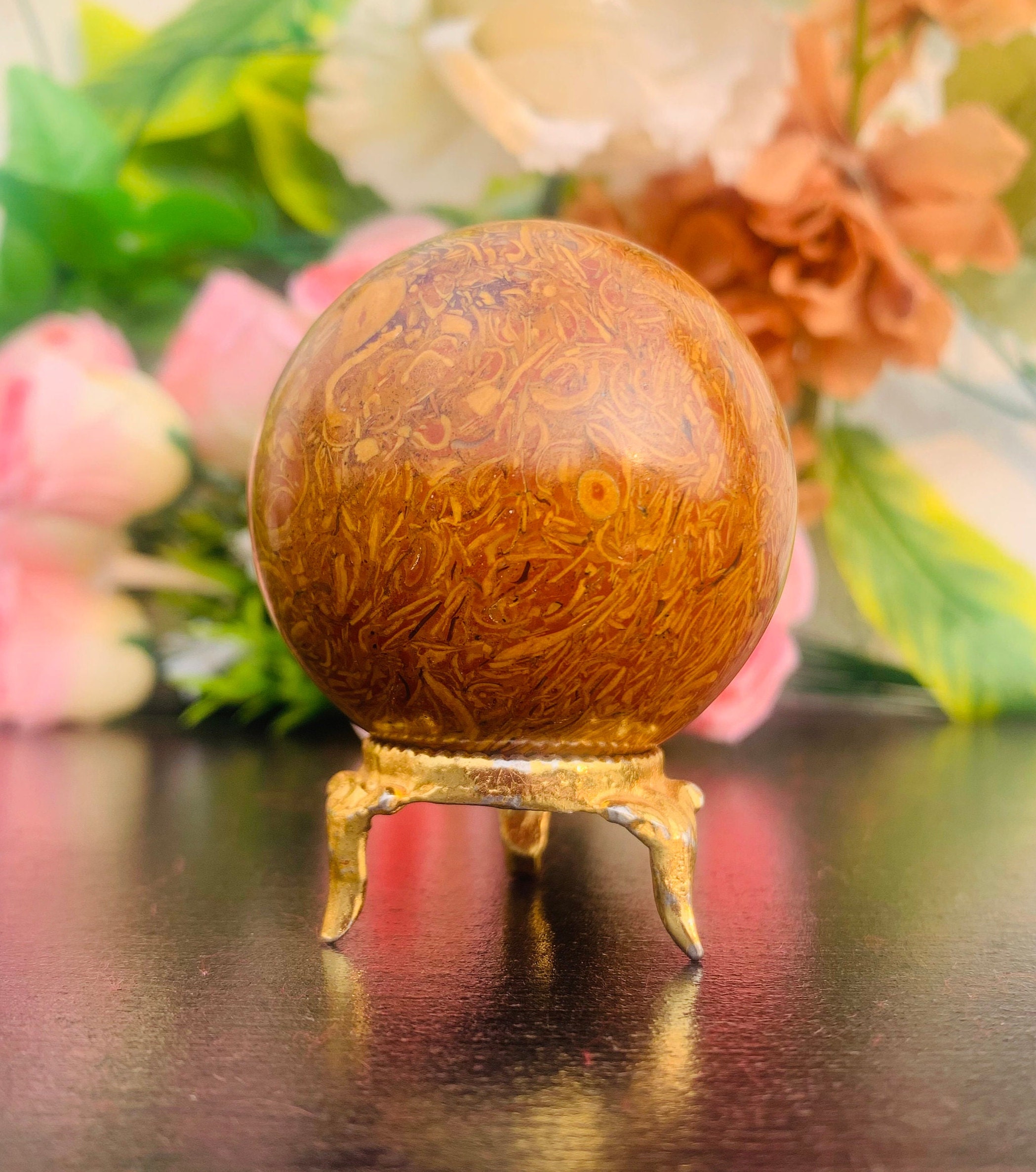 Beautiful 52MM Mariam Jasper Calligraphy Jasper Power Stone Sphere Ball ...