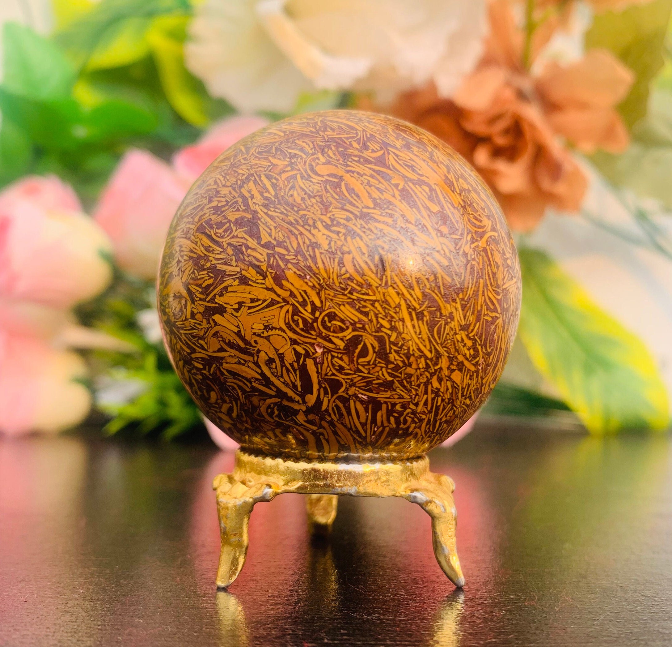 Beautiful 55MM Mariam Jasper Calligraphy Jasper Power Stone Sphere Ball ...
