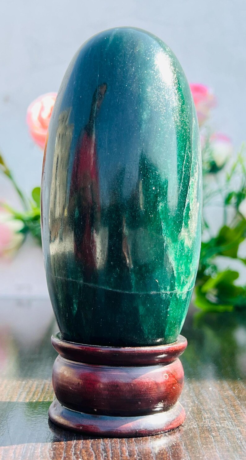 140MM Green Mica Stone Metaphysical Healing Power Stone Lingam ...