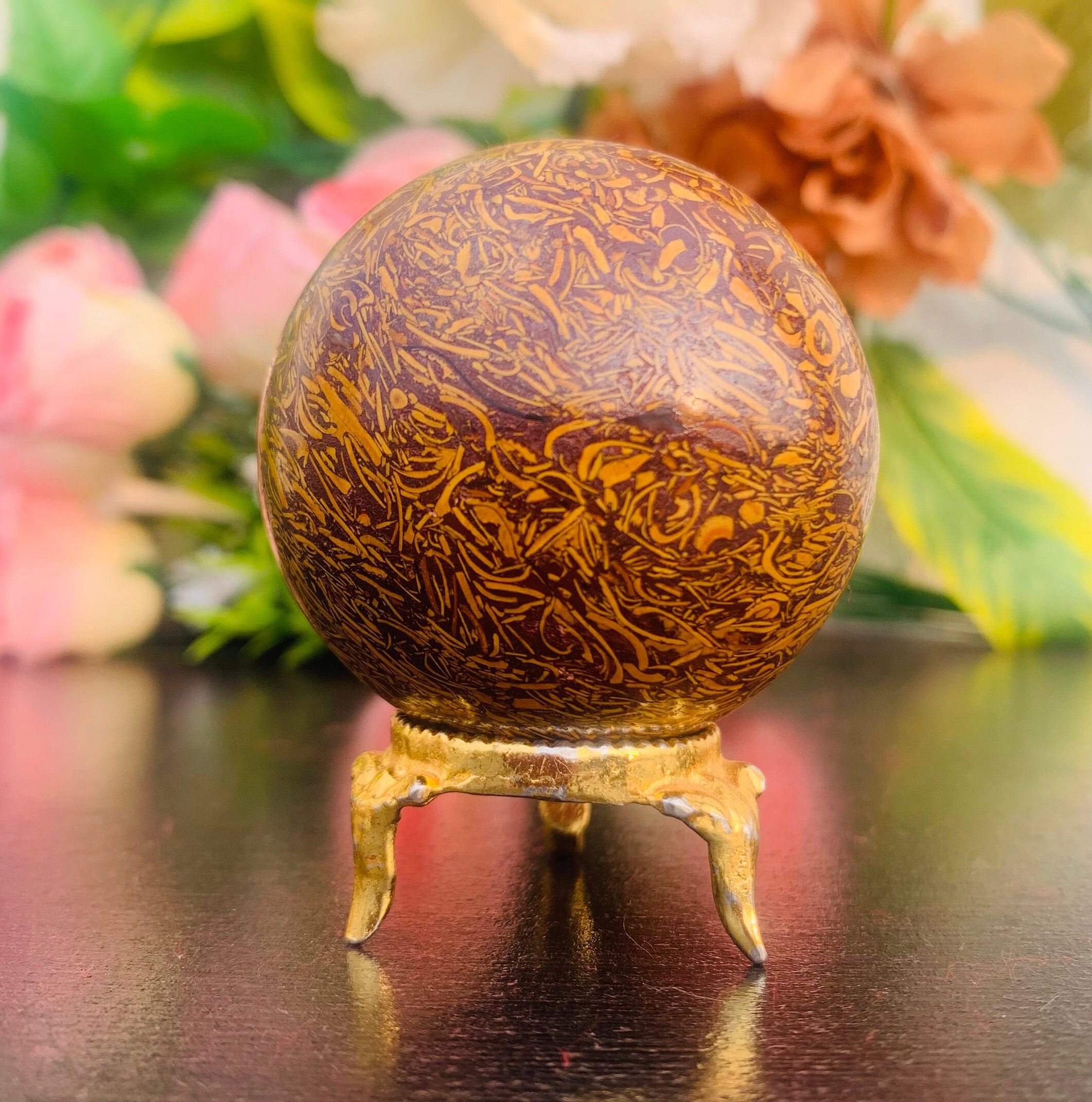 Beautiful 55MM Mariam Jasper Calligraphy Jasper Power Stone Sphere Ball ...
