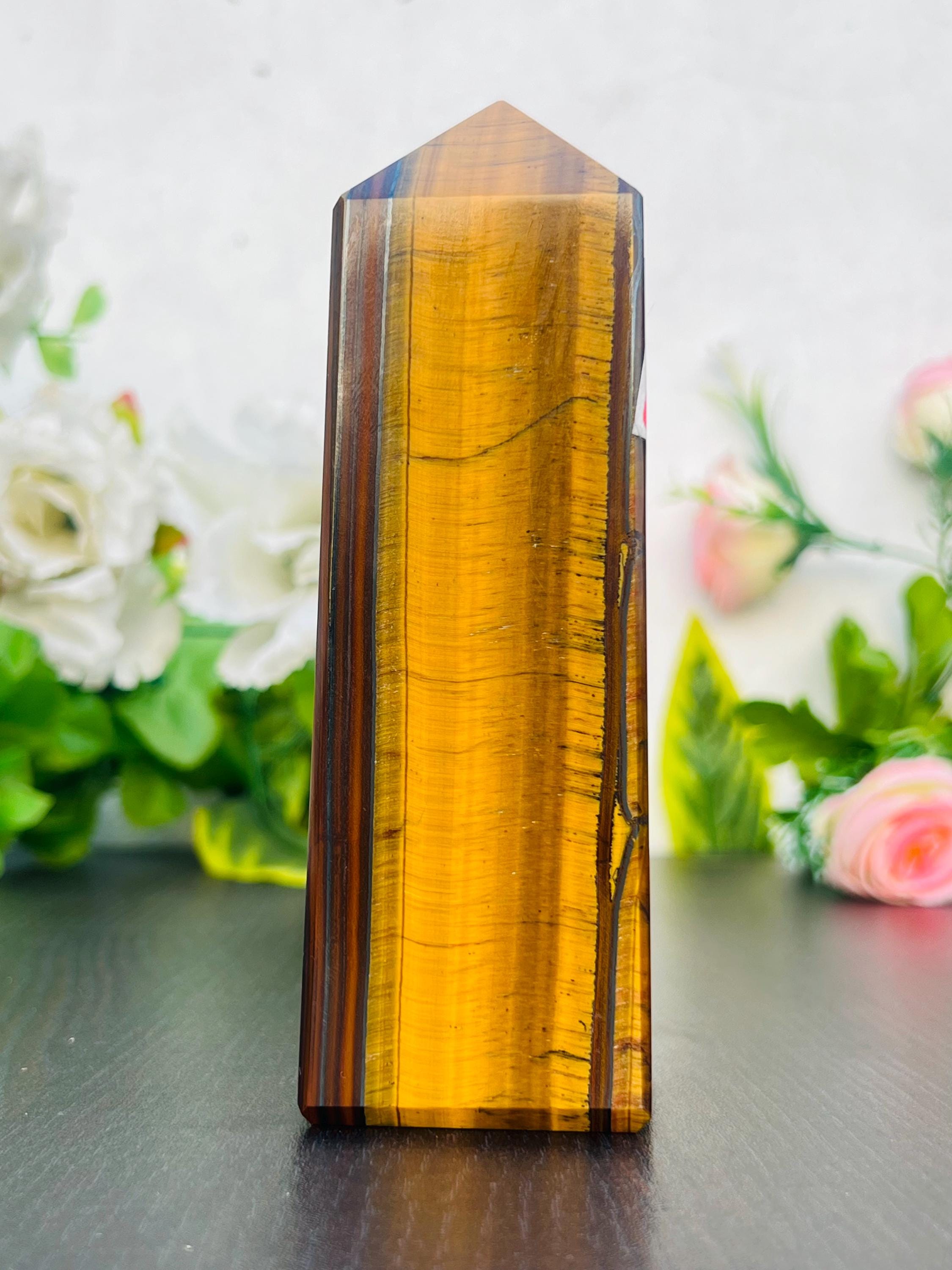 155MM Polished Tiger Eye Crystal Tower: Golden Brown Point - Etsy