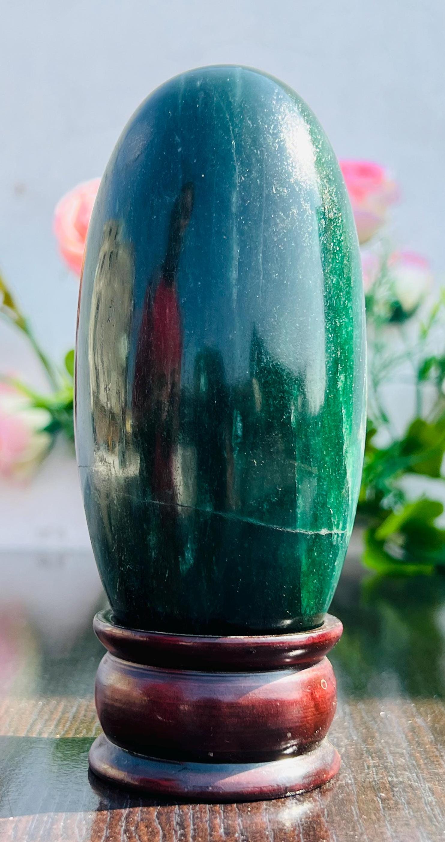 140MM Green Mica Stone Metaphysical Healing Power Stone Lingam ...