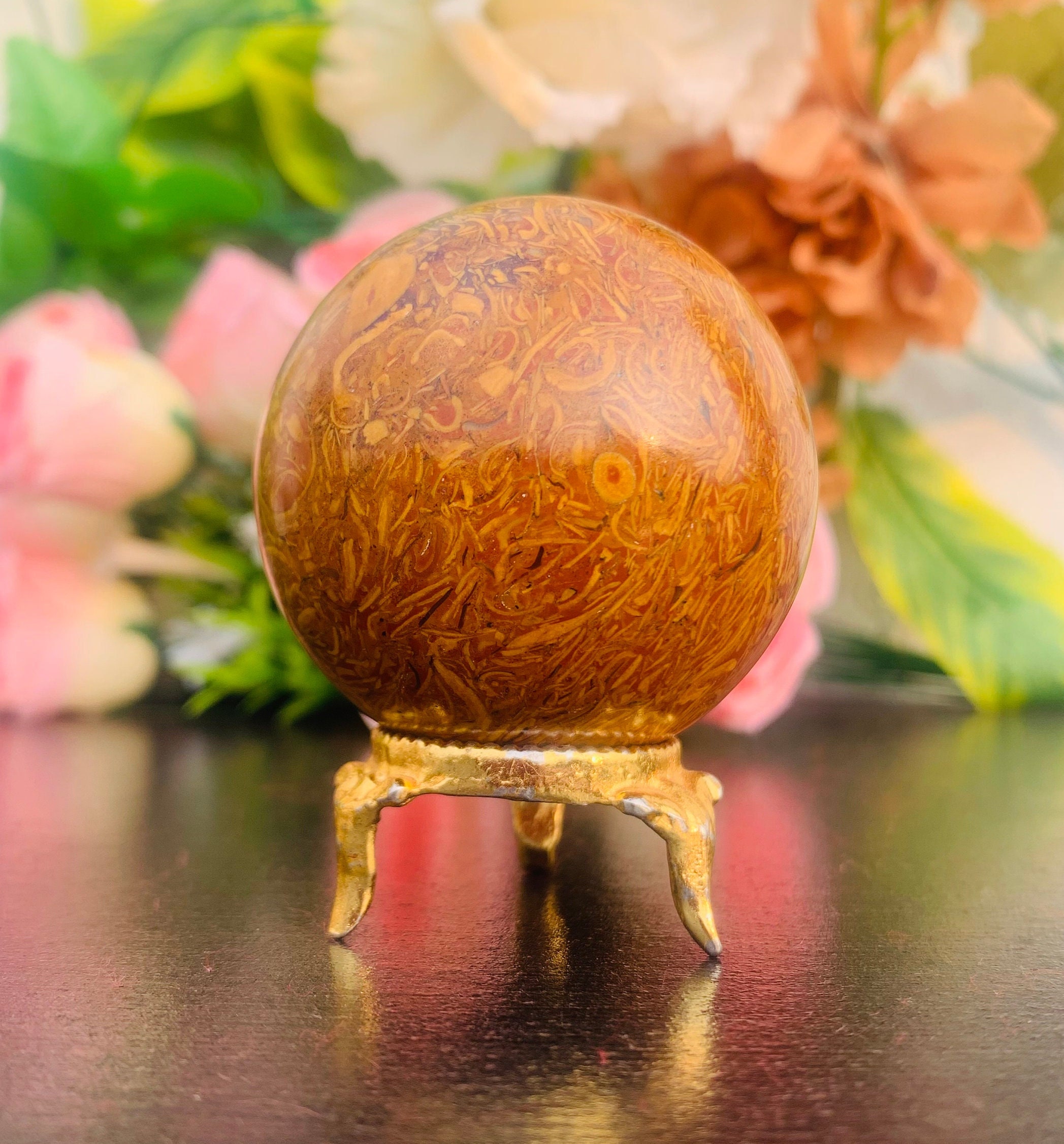 Beautiful 52MM Mariam Jasper Calligraphy Jasper Power Stone Sphere Ball ...