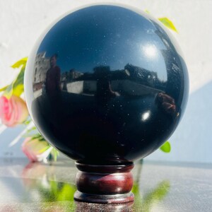 149MM Natural Black Obsidian Power Spirit Stone | Hand Made Sphere Ball ...