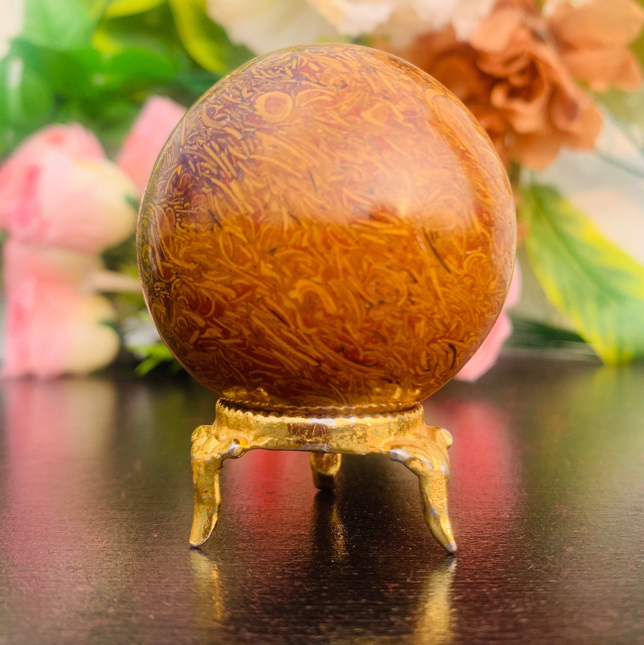 Beautiful 52MM Mariam Jasper Calligraphy Jasper Power Stone Sphere Ball ...