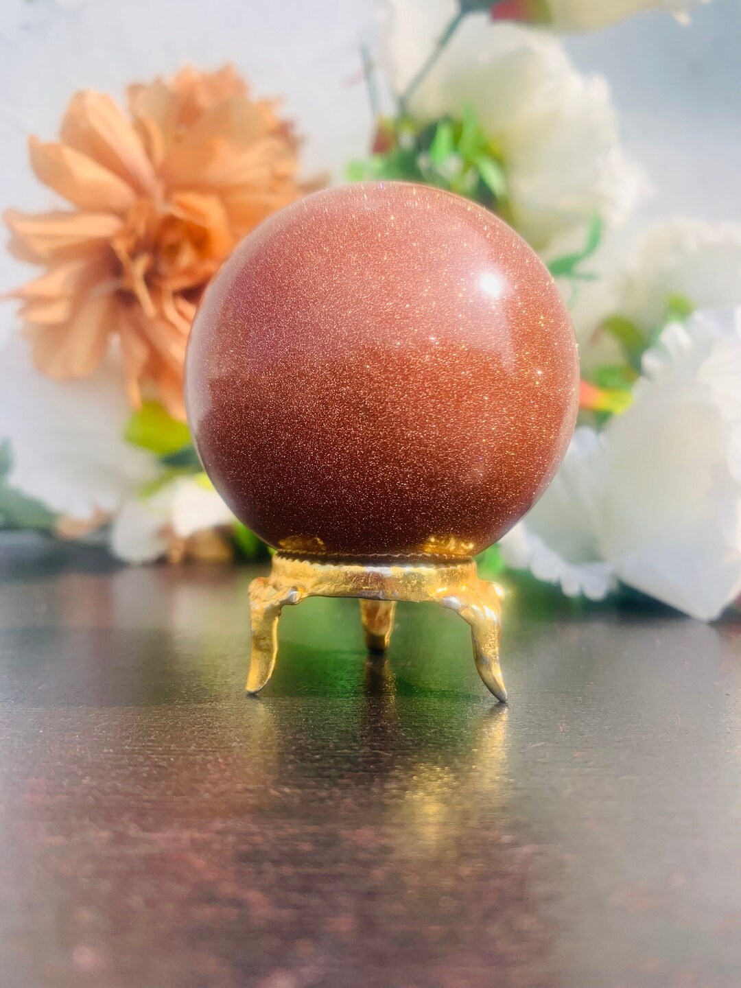Beautiful 56MM Red Goldstone Sphere Ball | Red Sandstone Metaphysical ...