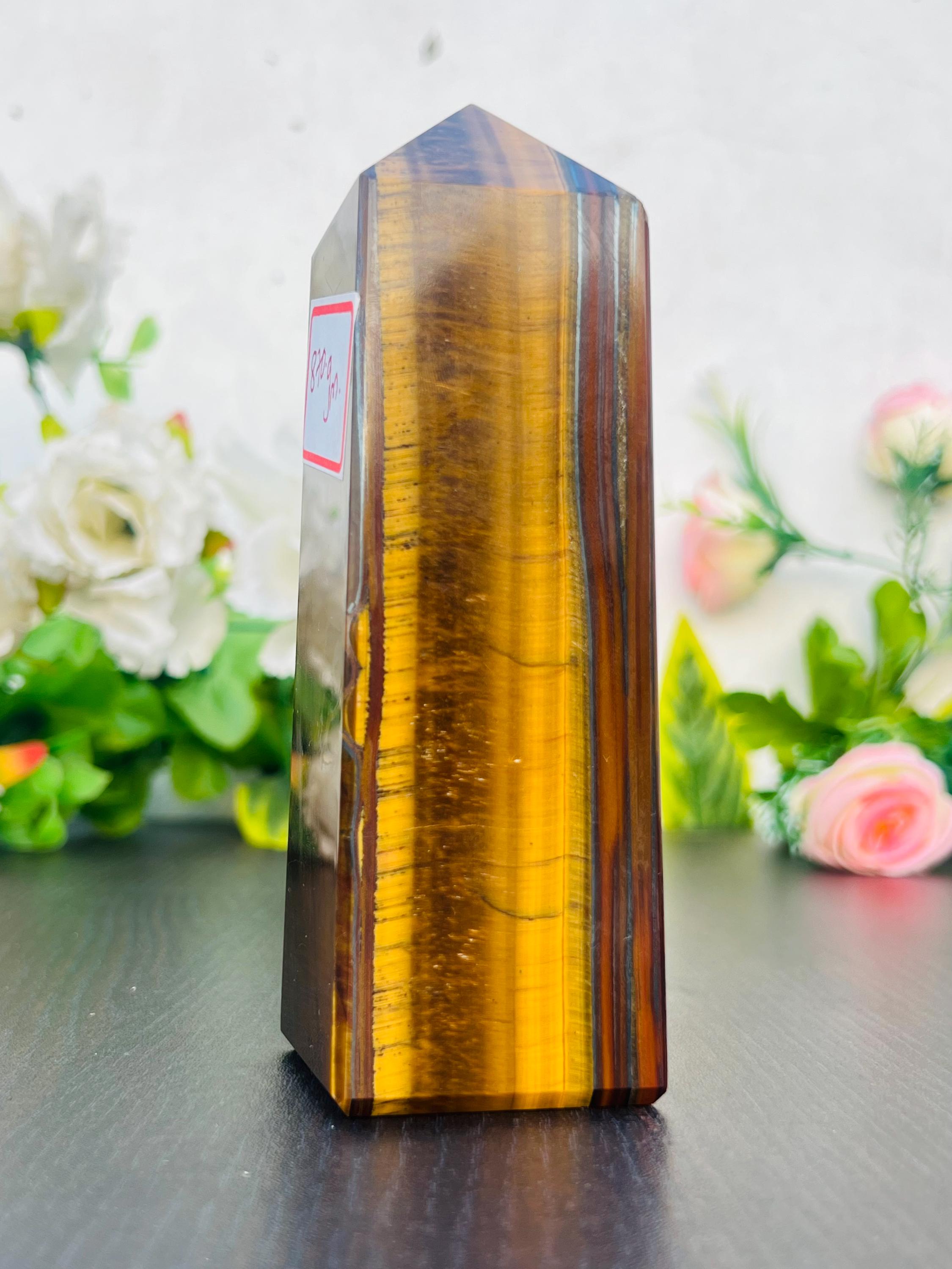 155MM Polished Tiger Eye Crystal Tower: Golden Brown Point - Etsy