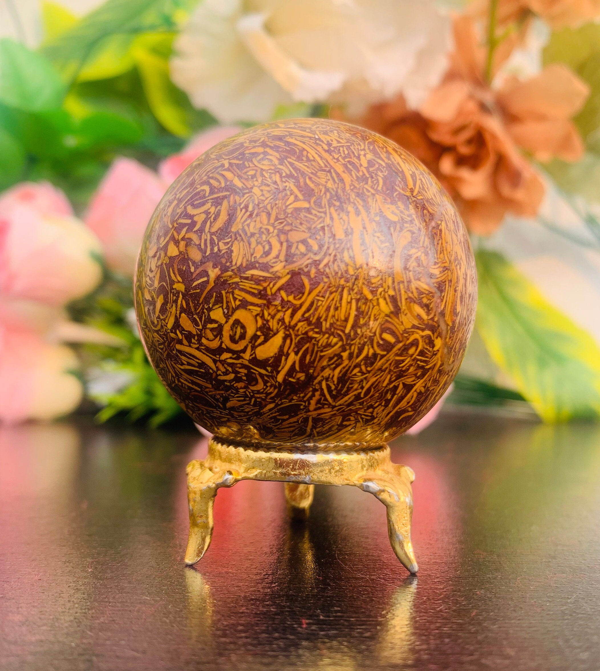 Beautiful 55MM Mariam Jasper Calligraphy Jasper Power Stone Sphere Ball ...
