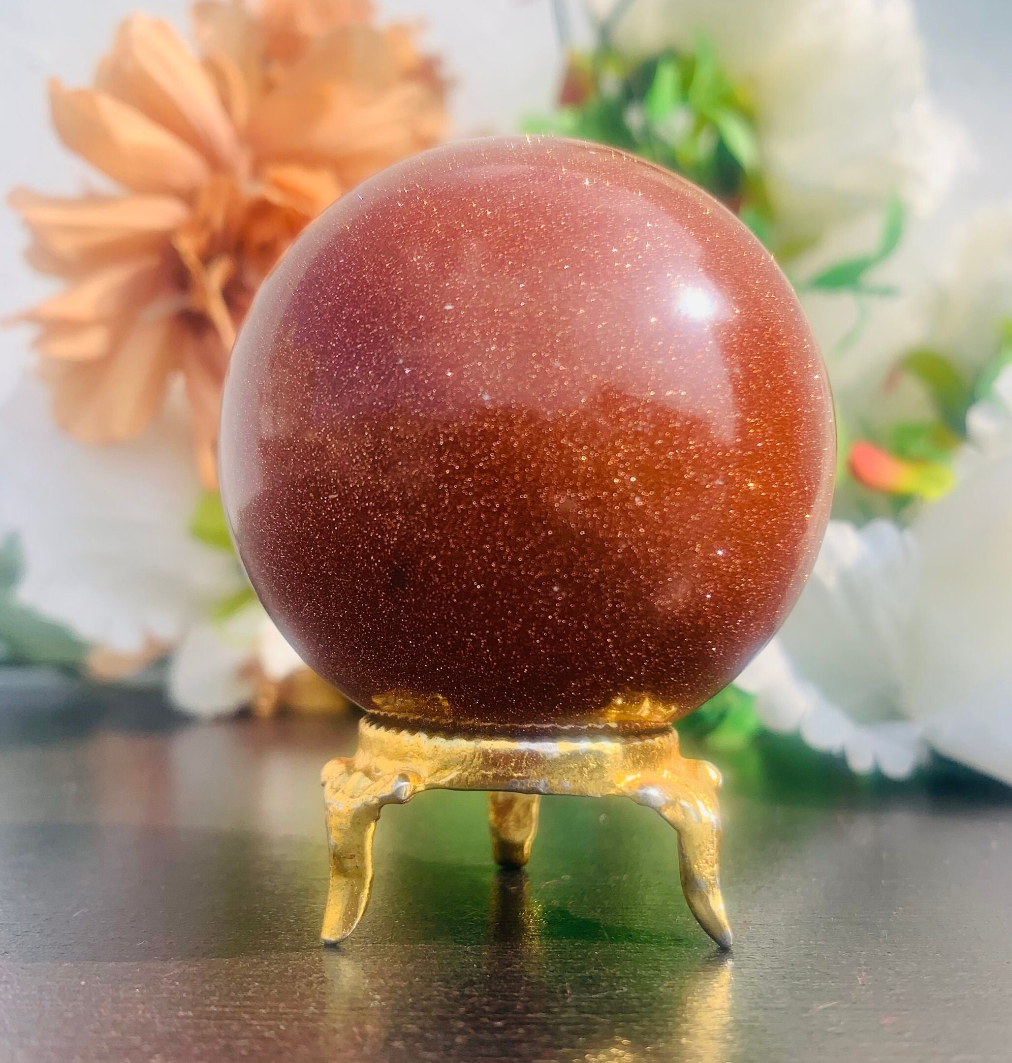 Beautiful 56MM Red Goldstone Sphere Ball Red Sandstone Metaphysical ...