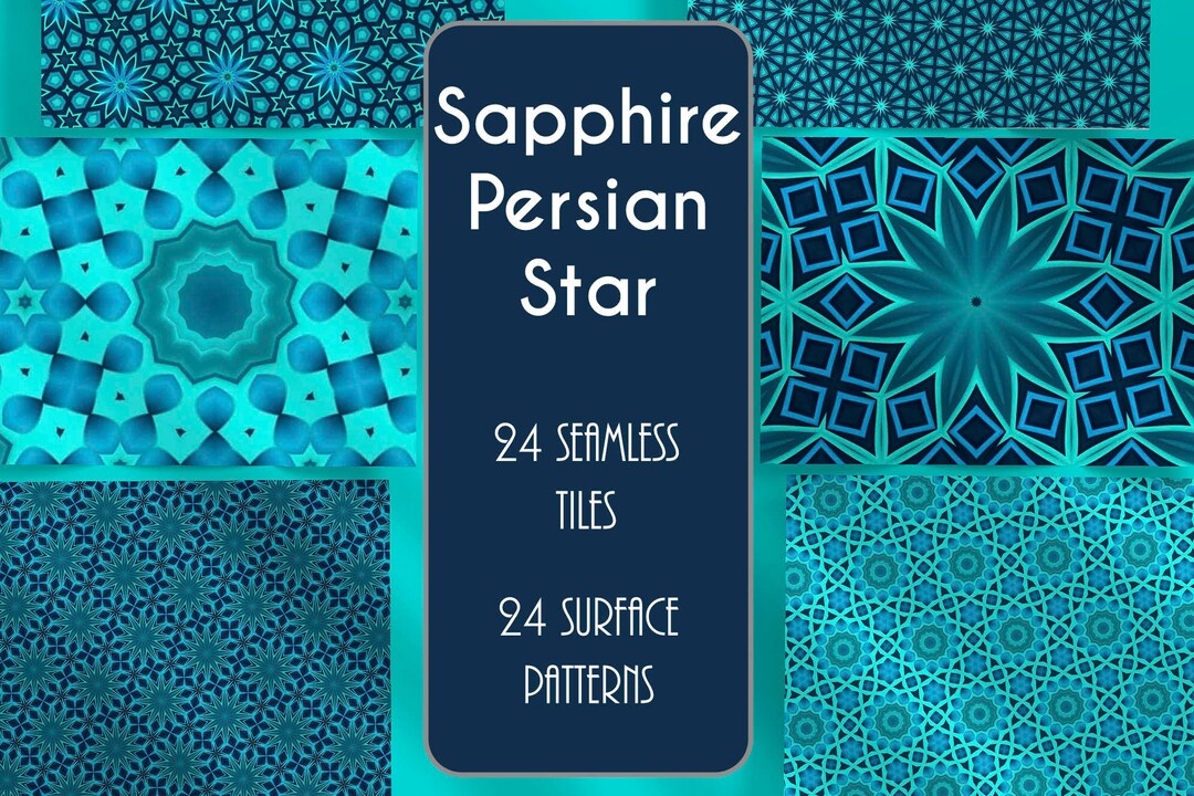 Sapphire Persian Star Surface Pattern Seamless Tile Digital Paper Wall ...