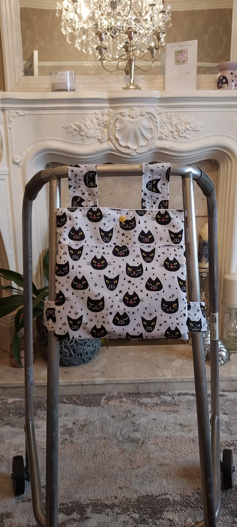 Black Cat Zimmer Frame Bag, Walking Frame Bag, Accessories, Walking Aid ...