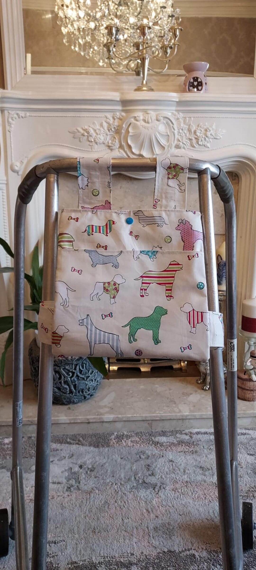 Cream Dog Zimmer Frame Bag, Walking Frame Bag, Accessories, Walking Aid ...