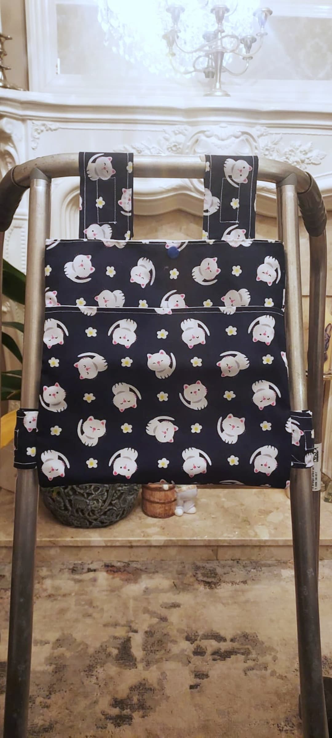 Navy Kitty Zimmer Frame Bag, Walking Frame Bag, Accessories, Walking ...