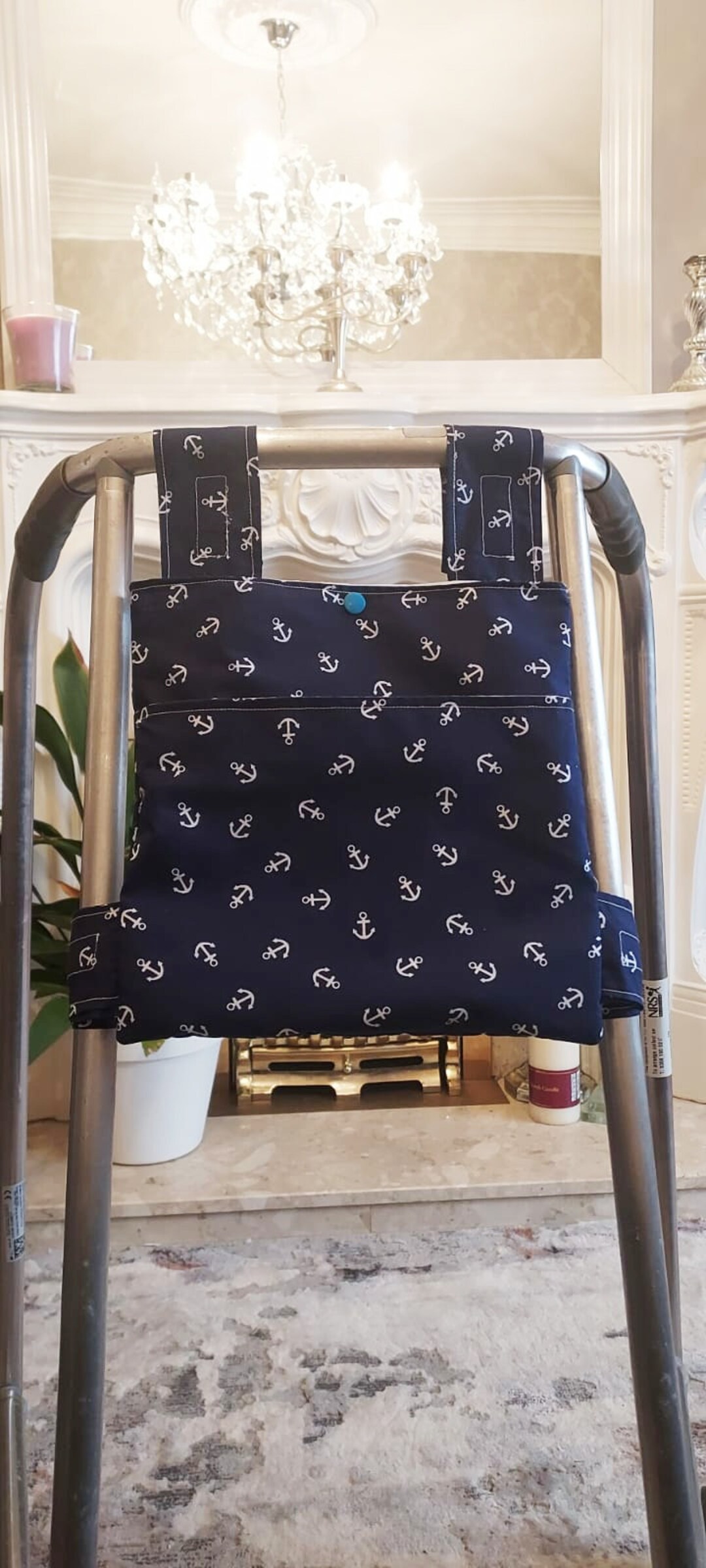 Navy Anchor Zimmer Frame Bag, Walking Frame Bag, Accessories, Walking ...