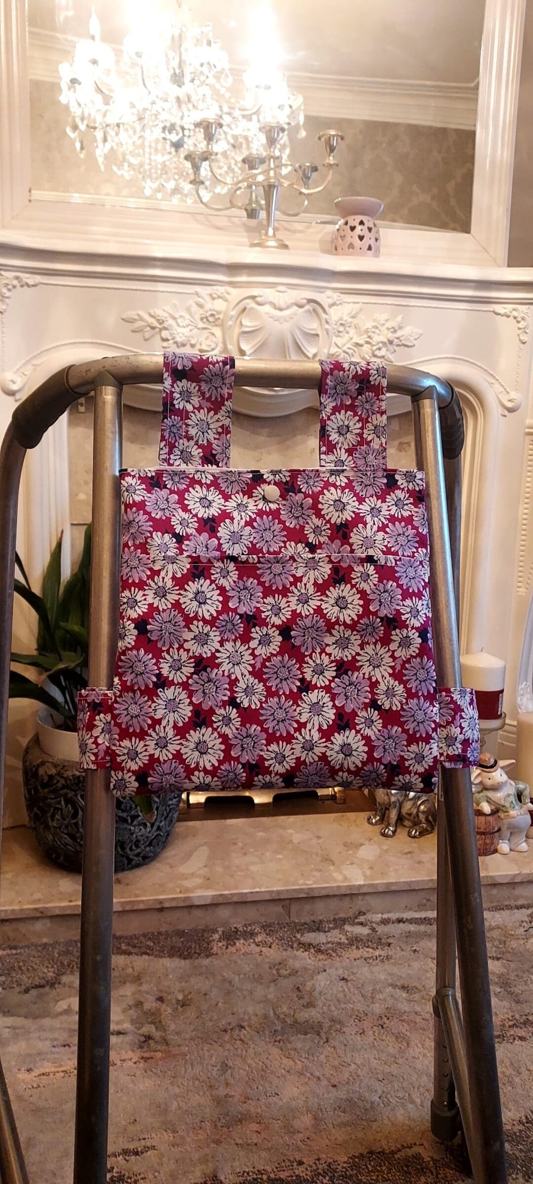 Purple Floral Zimmer Frame Bag, Walking Frame Bag, Accessories, Walking ...