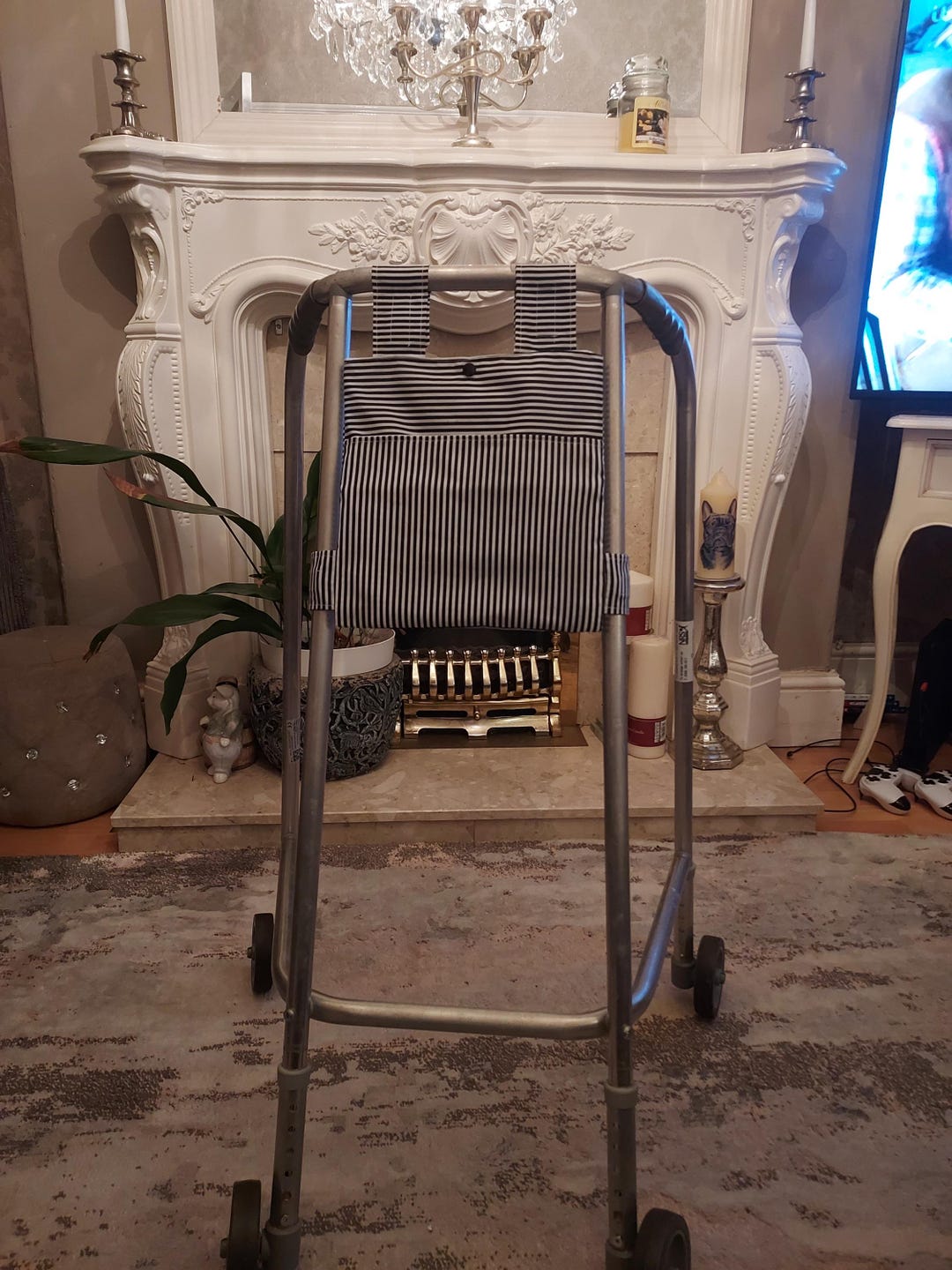 Black and White Stripe Zimmer Frame Bag, Walking Frame Bag, Accessories ...