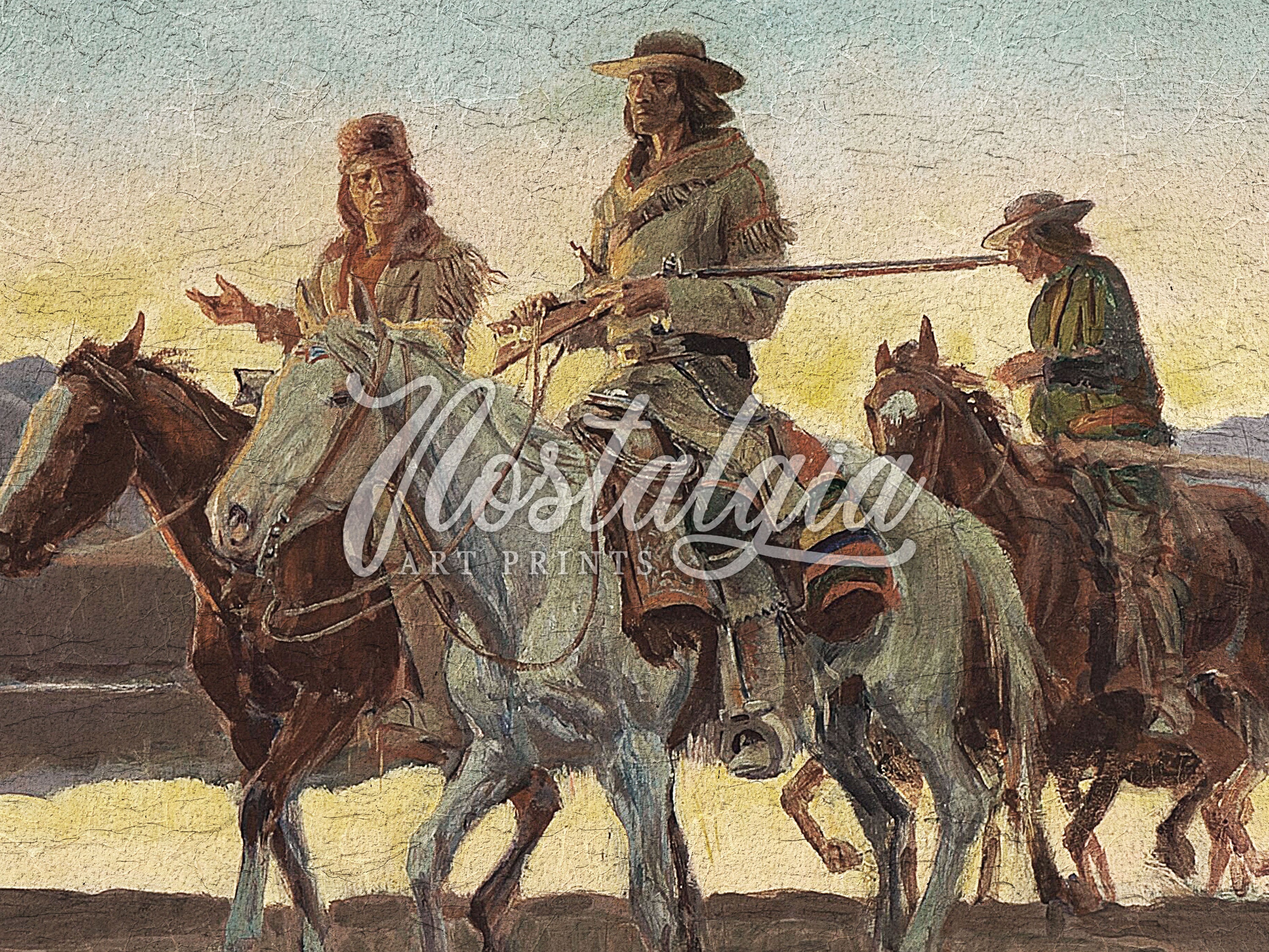 Western Print | Native Americans Oil Painting | Countryside Painting ...