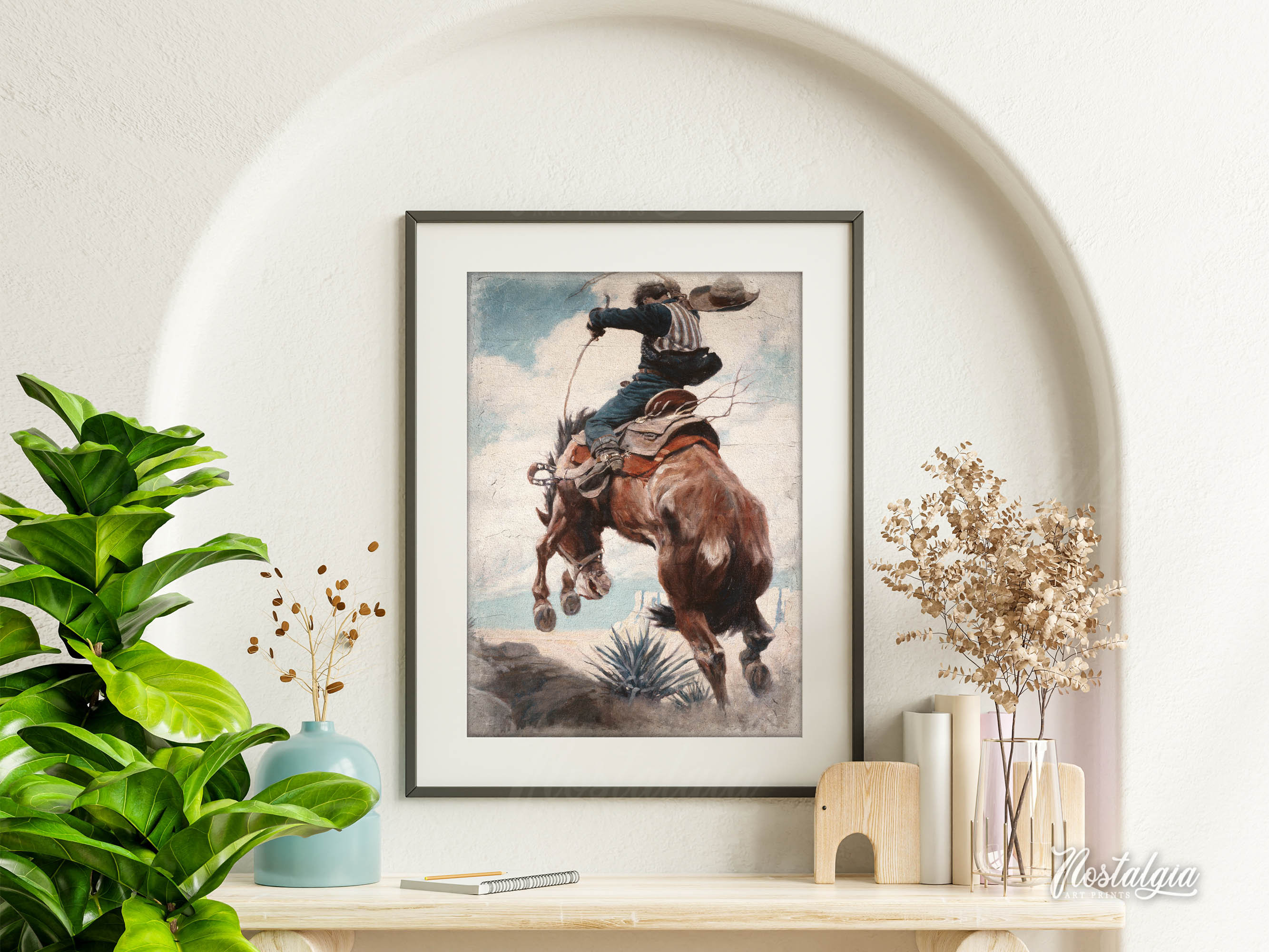 Antique Rodeo Print | Cowboy Painting | Vintage Oil Painting | Western ...