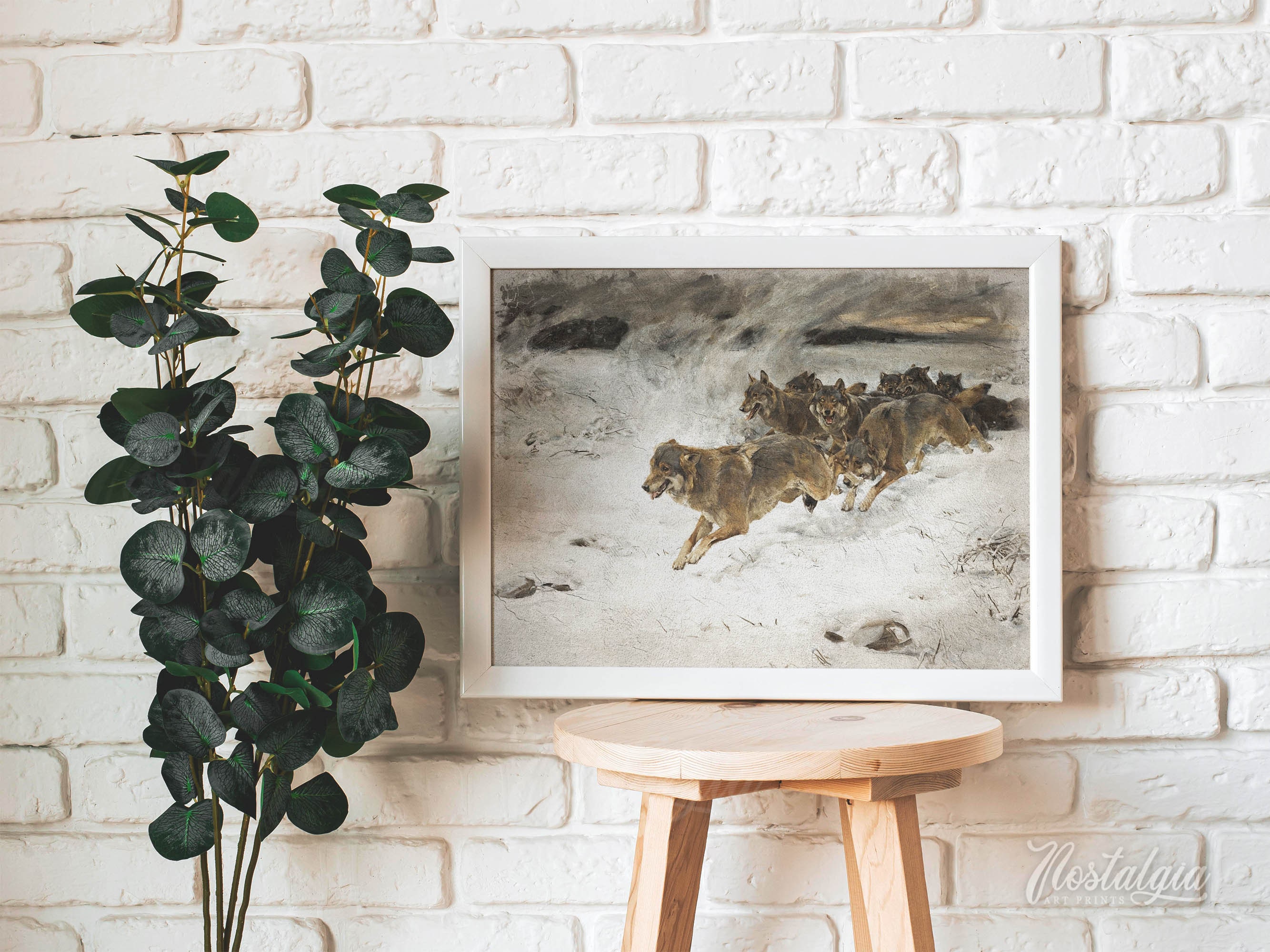 Wolves Art Print | Winter Oil Painting | Antique Wall Art | Printable ...