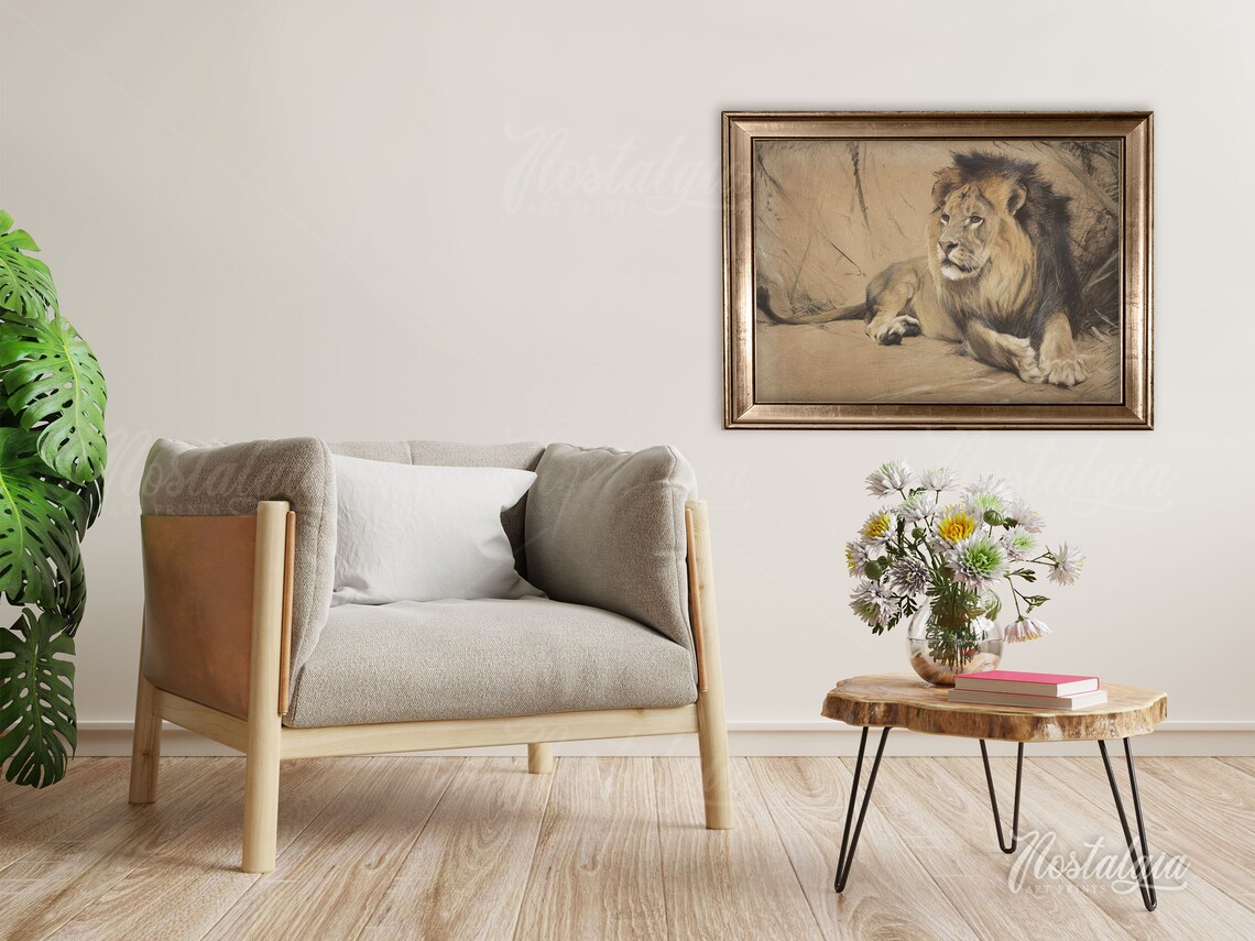 Vintage Lion Painting Animal Print Wild Animal Painting - Etsy