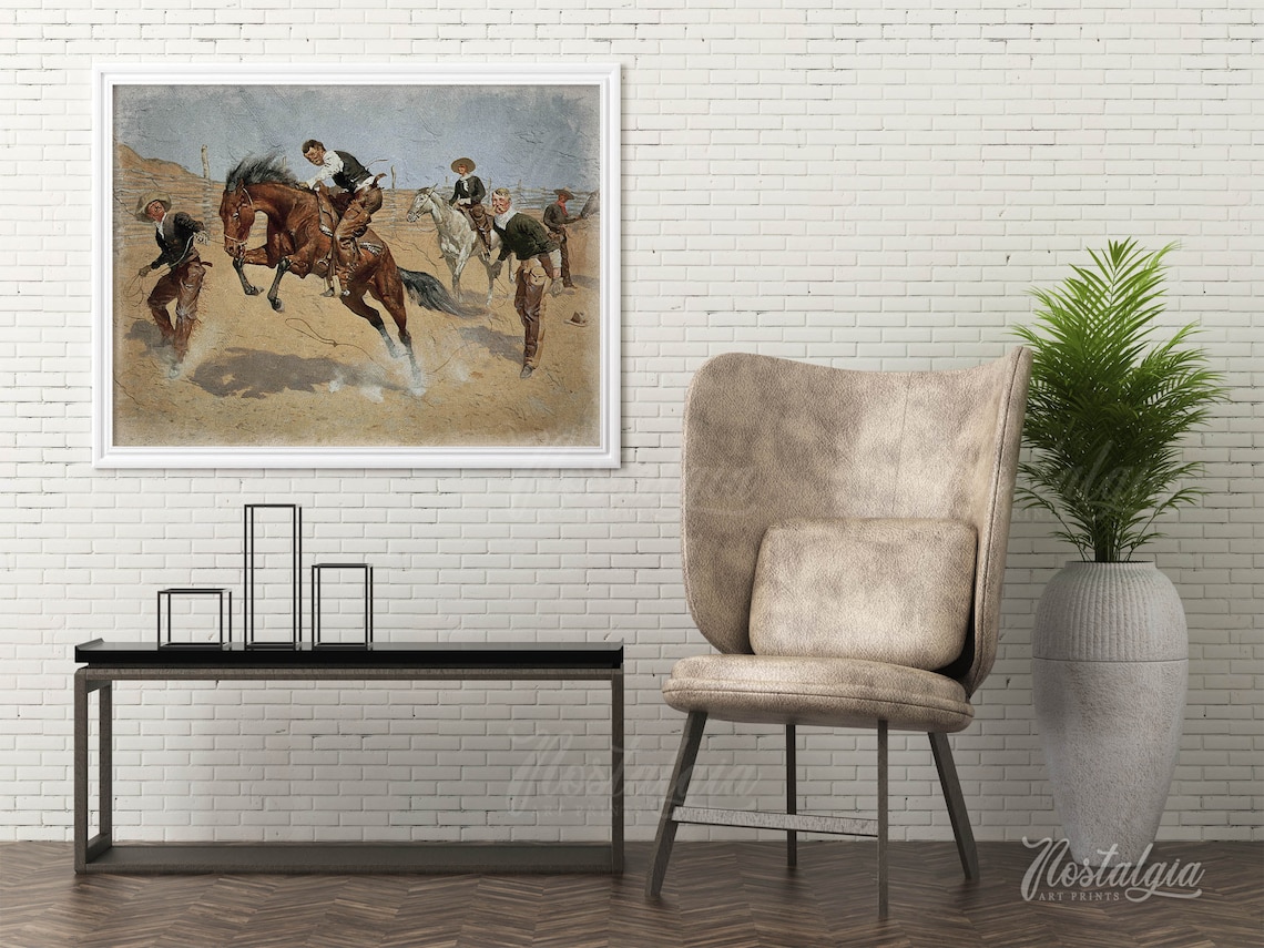 Western Painting Horse Rider Print Cowboy Painting - Etsy