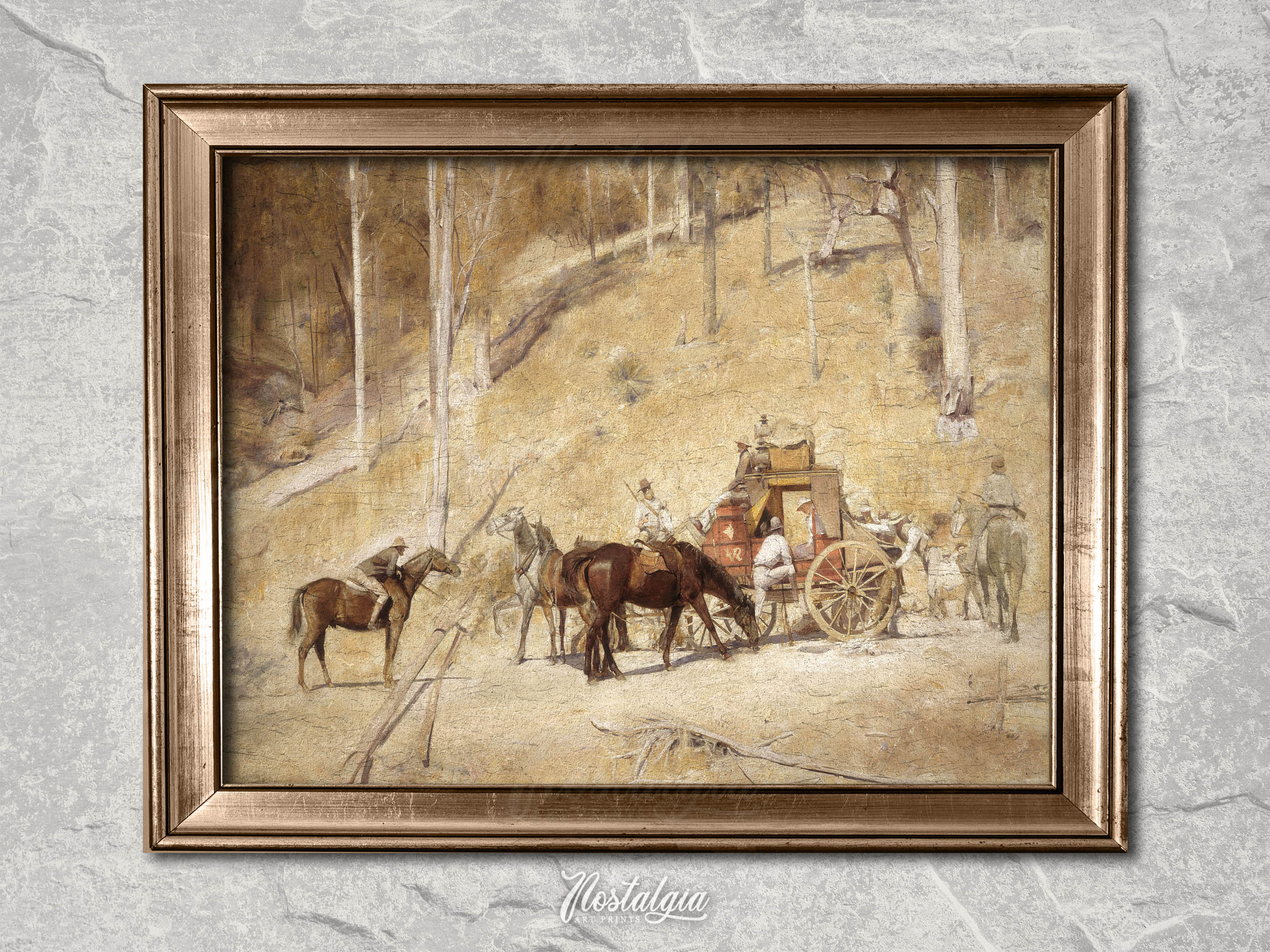 Vintage Cowboys Print Western Robbers Painting Rustic Wall Art ...
