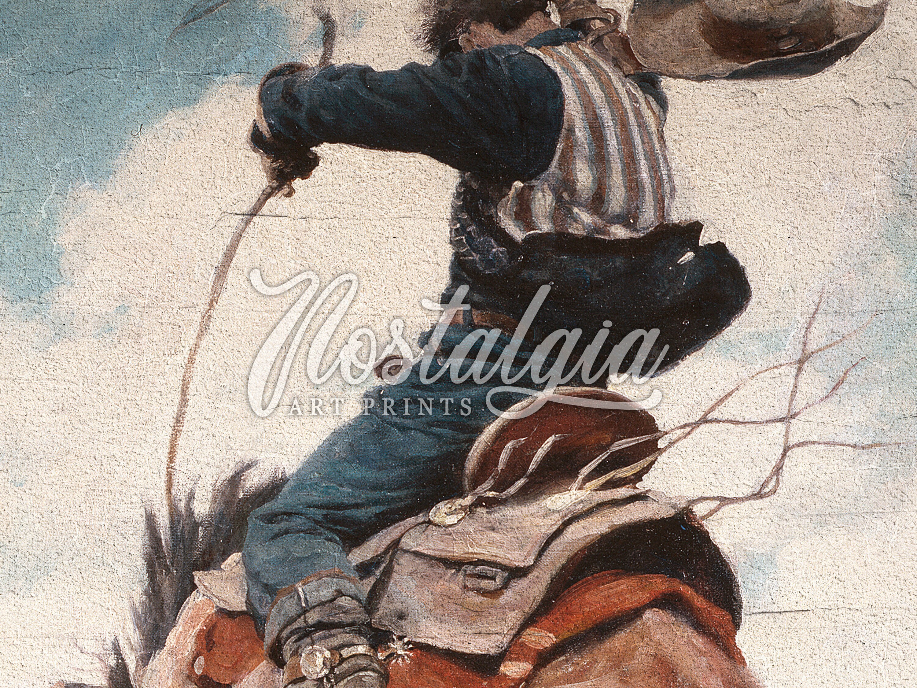 Antique Rodeo Print | Cowboy Painting | Vintage Oil Painting | Western ...