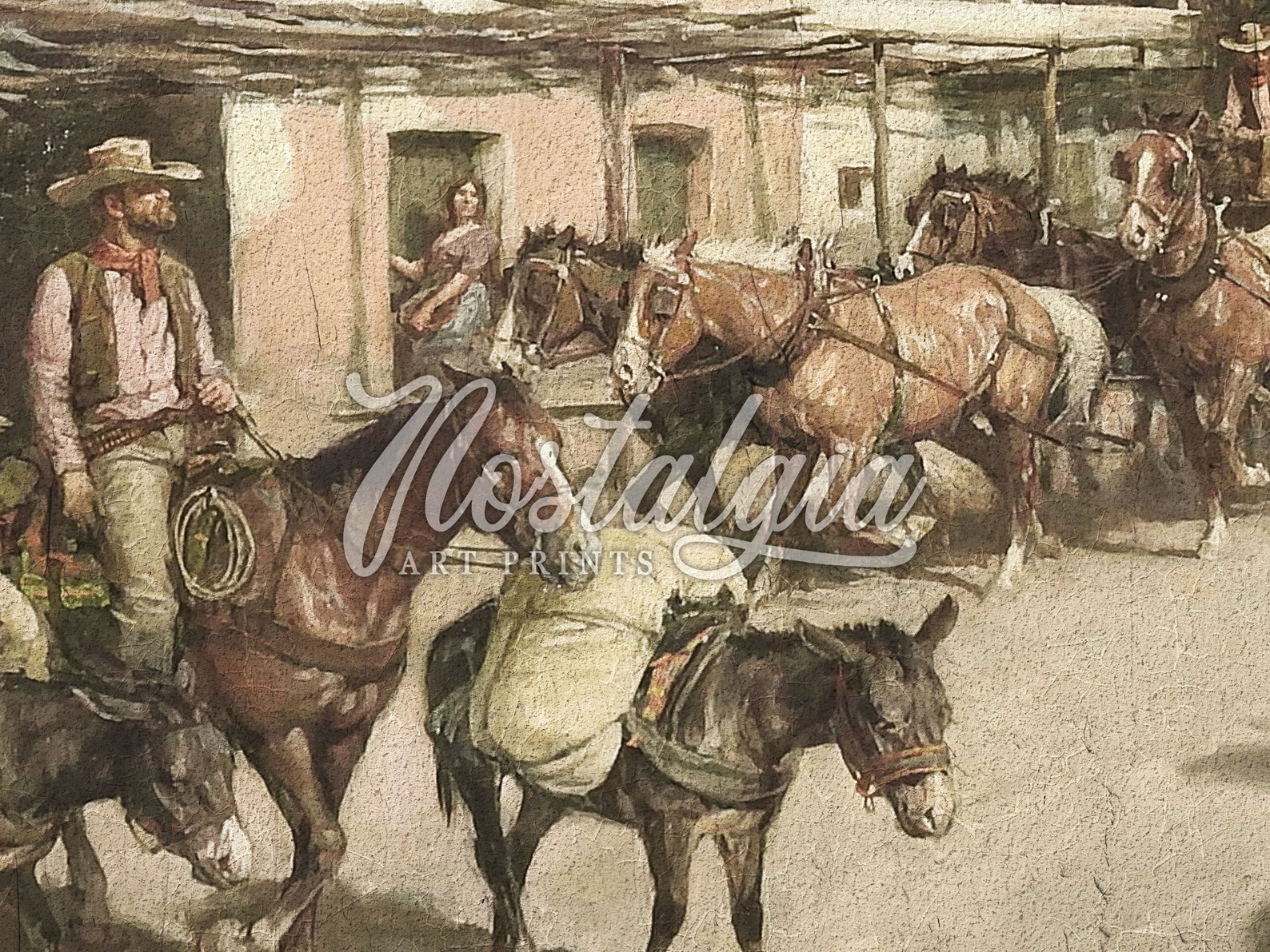 Vintage Cowboy Print | Western Painting | Rustic Wall Art | Southwest ...