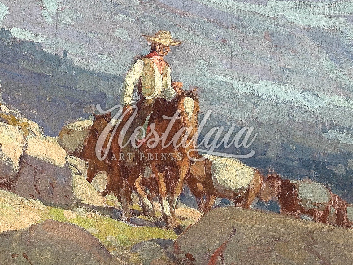 Cowboy Print Vintage Western Art Antique Wall Decor - Etsy