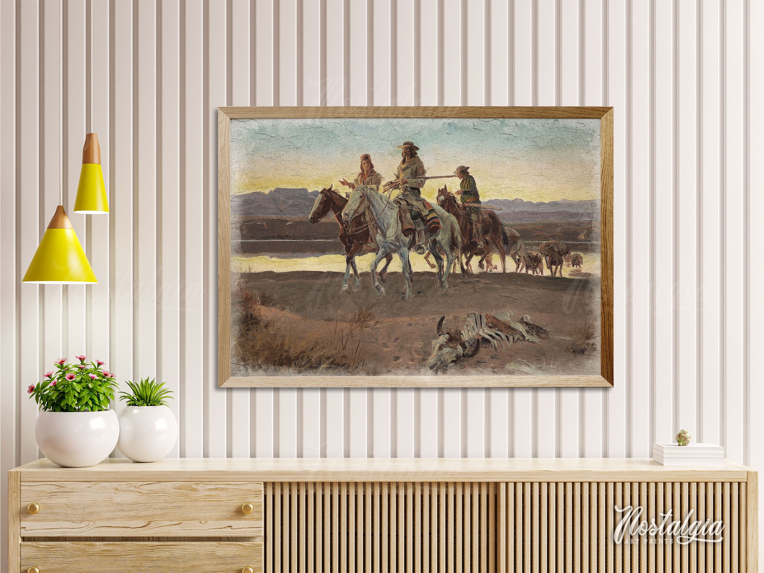 Western Print | Native Americans Oil Painting | Countryside Painting ...