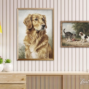 Vintage Pet Painting Cat Print Gallery Set of 6 Rustic Dog Wall Art ...