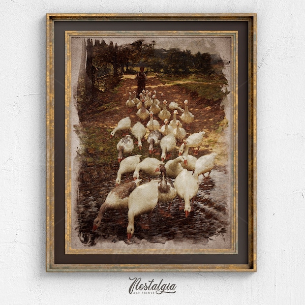 Antique Goose Painting - Etsy