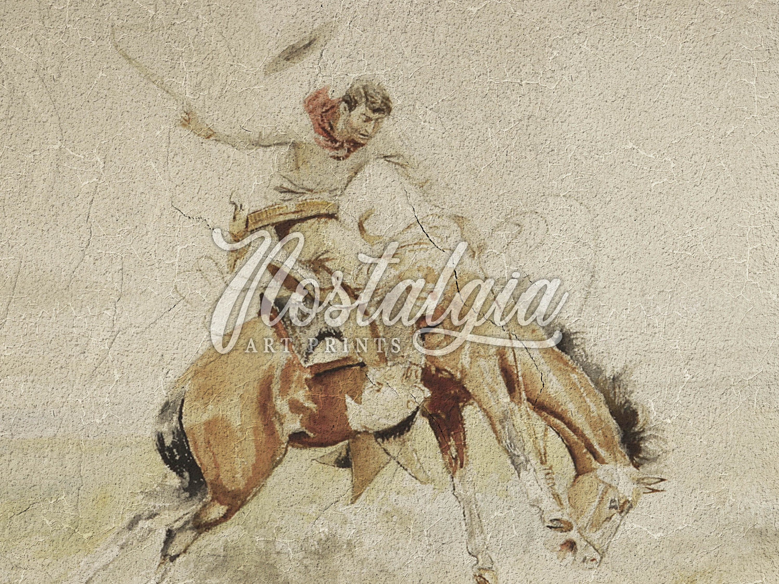 Horse Rider Print Rodeo Painting Antique Wall Art Western Oil Painting ...