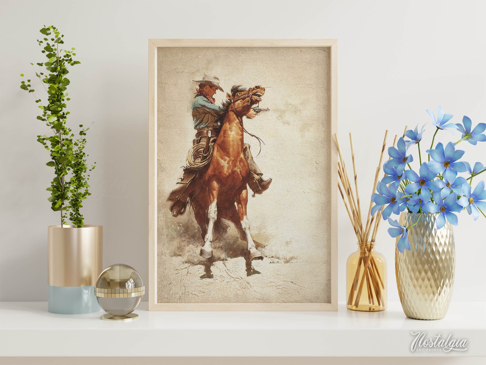 Cowboy Oil Painting | Vintage Western Art | Southwest Art | Antique ...