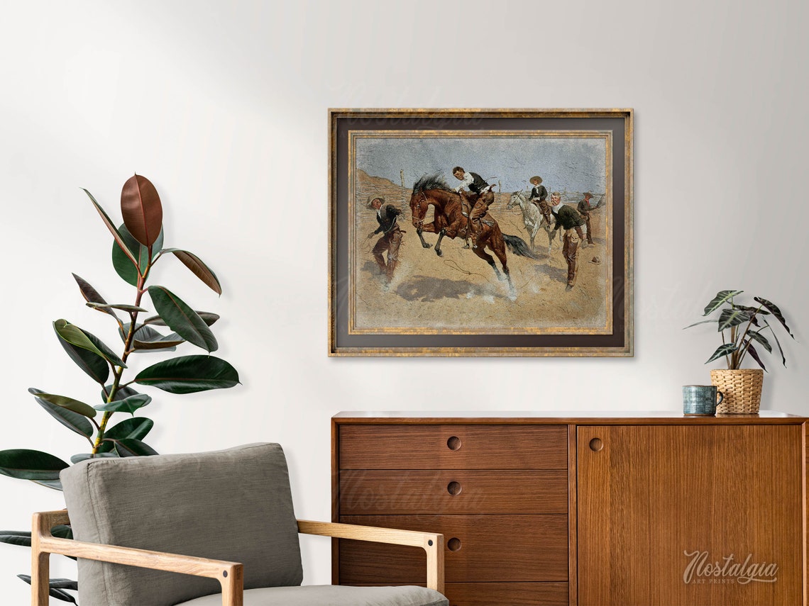 Western Painting Horse Rider Print Cowboy Painting - Etsy