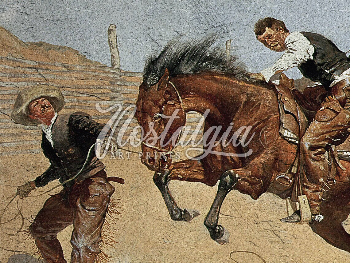 Western Painting Horse Rider Print Cowboy Painting - Etsy