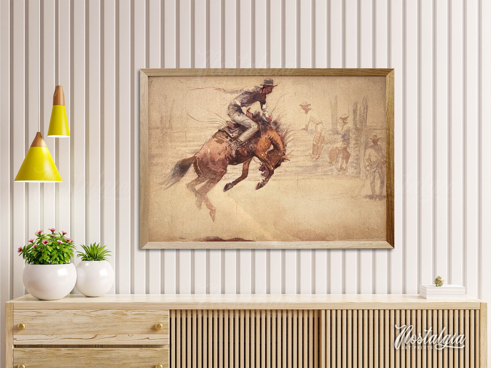 Vintage Rodeo Art Print | Cowboy Painting | Antique Watercolor Painting ...