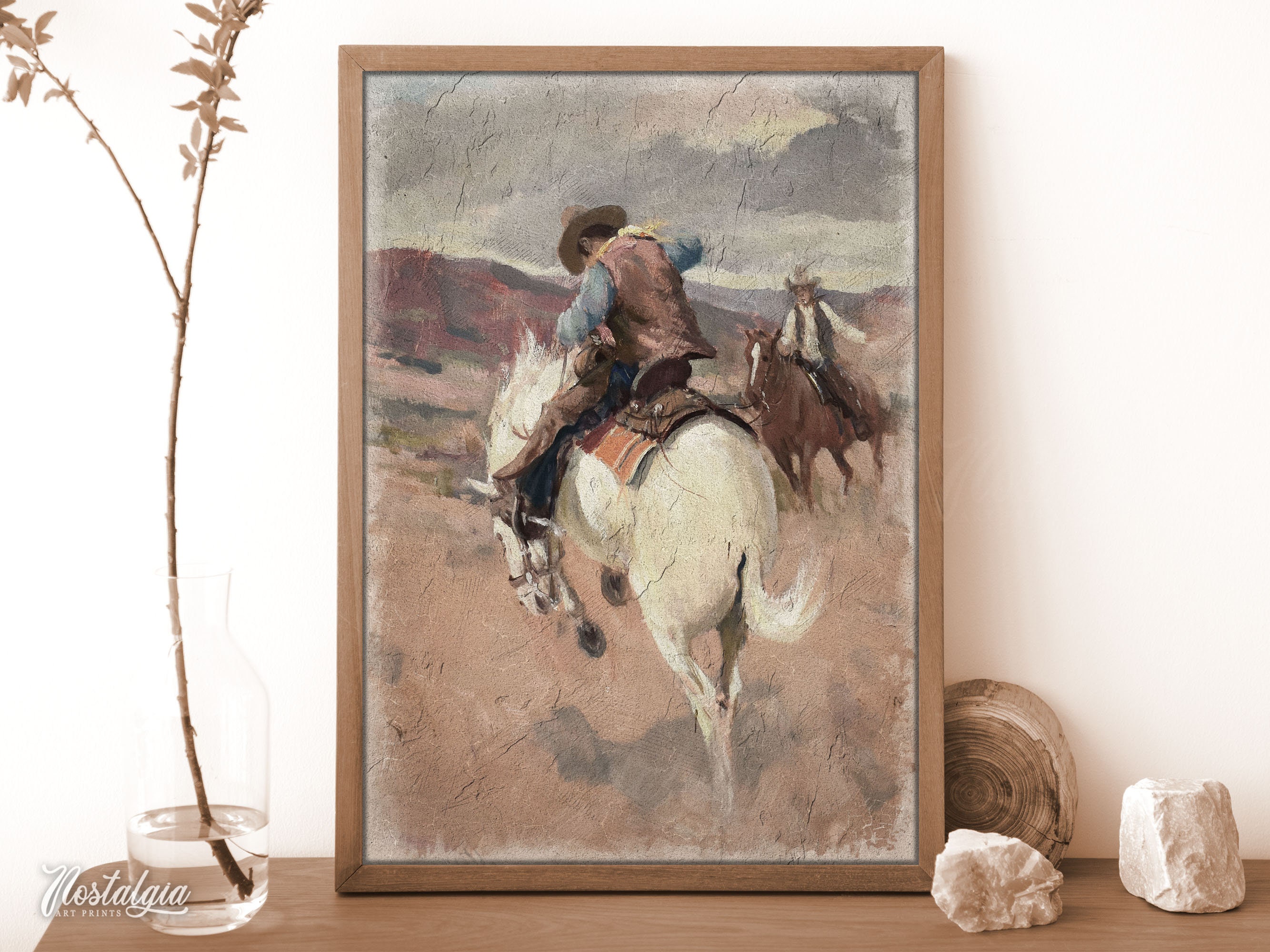Rodeo Painting Vintage Cowboy Print Rustic Home Decor - Etsy
