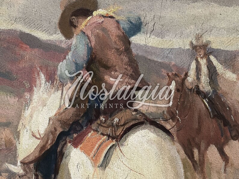 Rodeo Painting Vintage Cowboy Print Rustic Home Decor - Etsy
