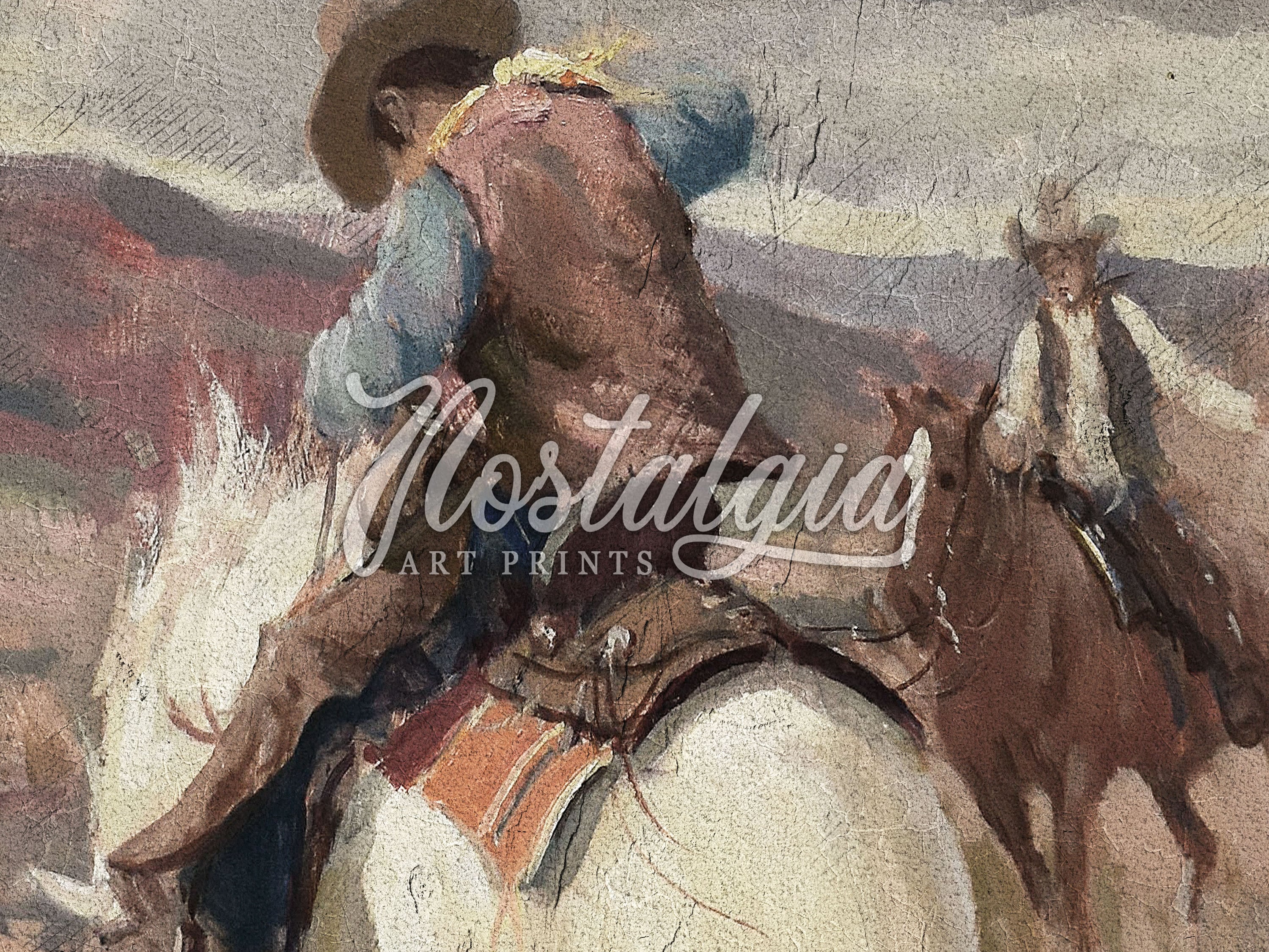 Rodeo Painting Vintage Cowboy Print Rustic Home Decor - Etsy