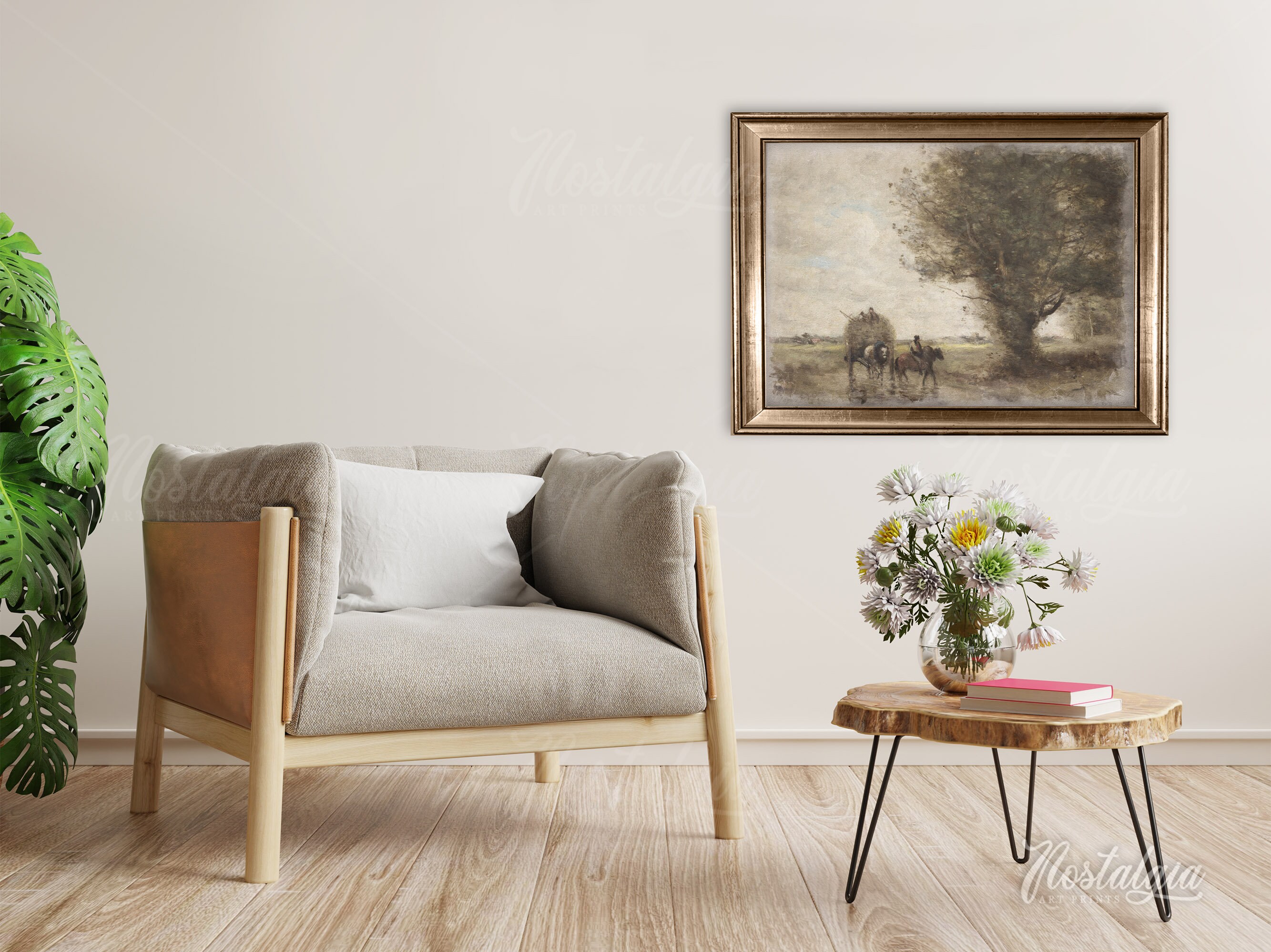 Farmers Painting Villager Print Neutral Oil Painting Antique Wall Decor ...