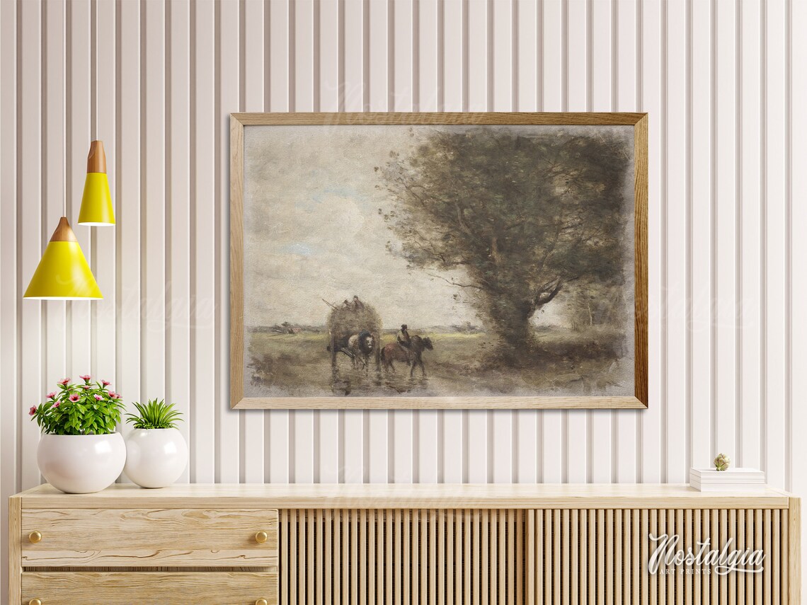 Farmers Painting Villager Print Neutral Oil Painting Antique Wall Decor ...