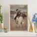 Rodeo Painting Vintage Cowboy Print Rustic Home Decor - Etsy
