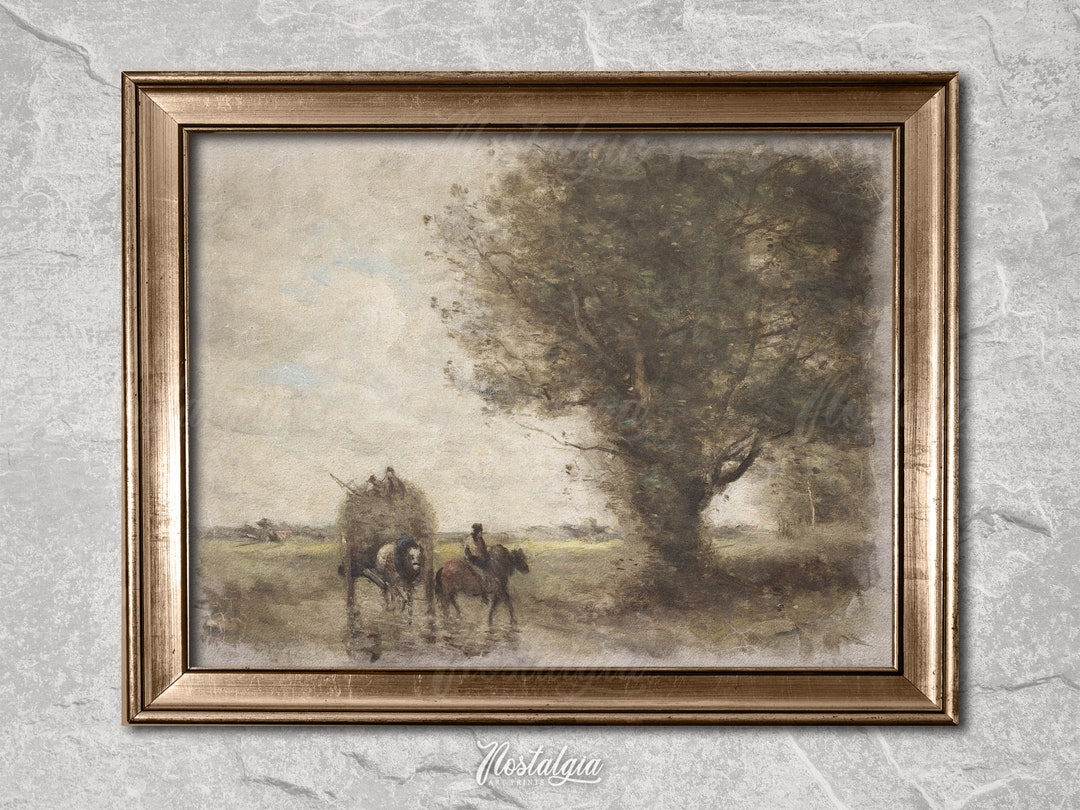 Farmers Painting Villager Print Neutral Oil Painting Antique Wall Decor ...