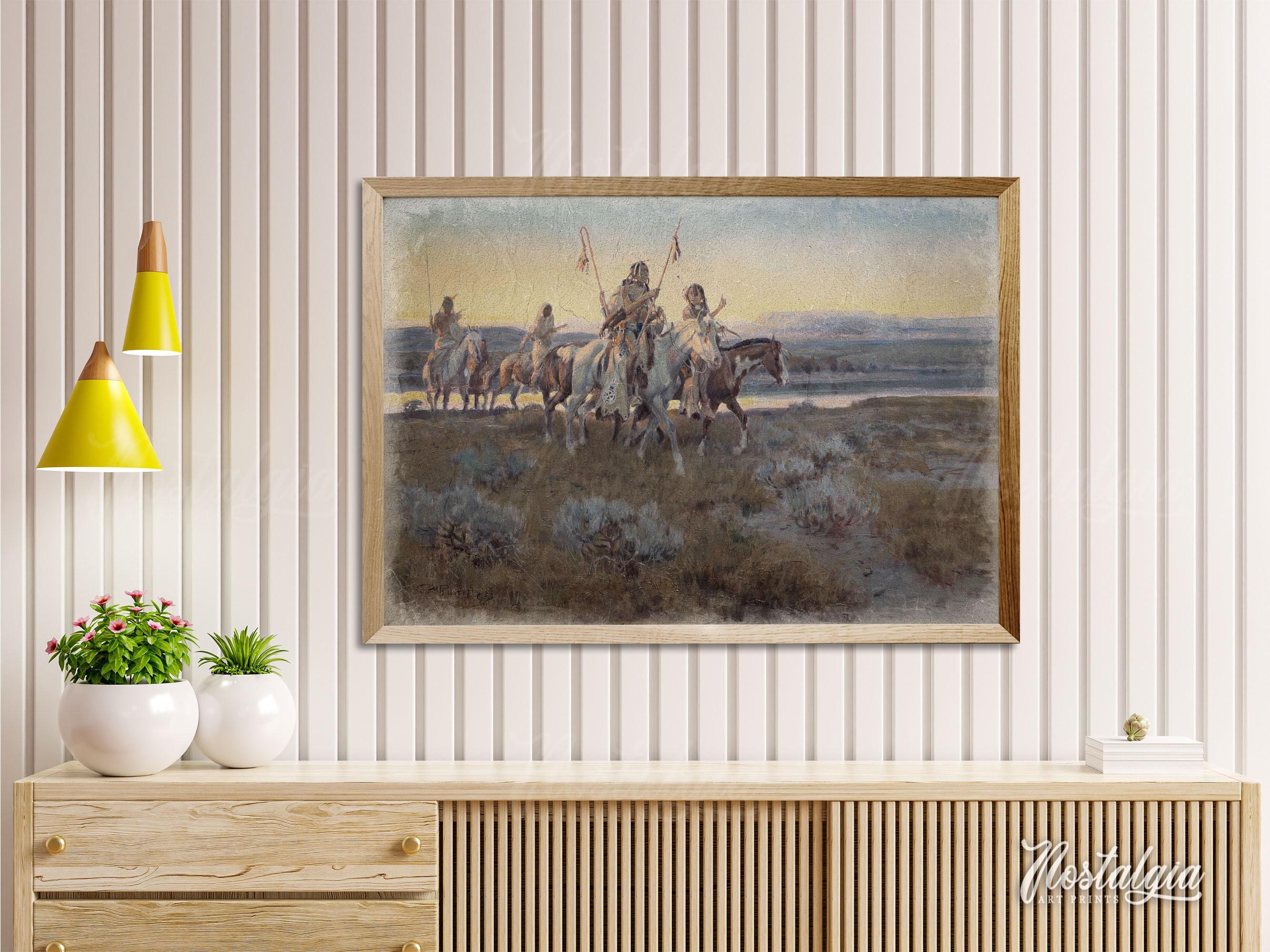 Antique Western Painting | Native Americans Print | Countryside Print ...