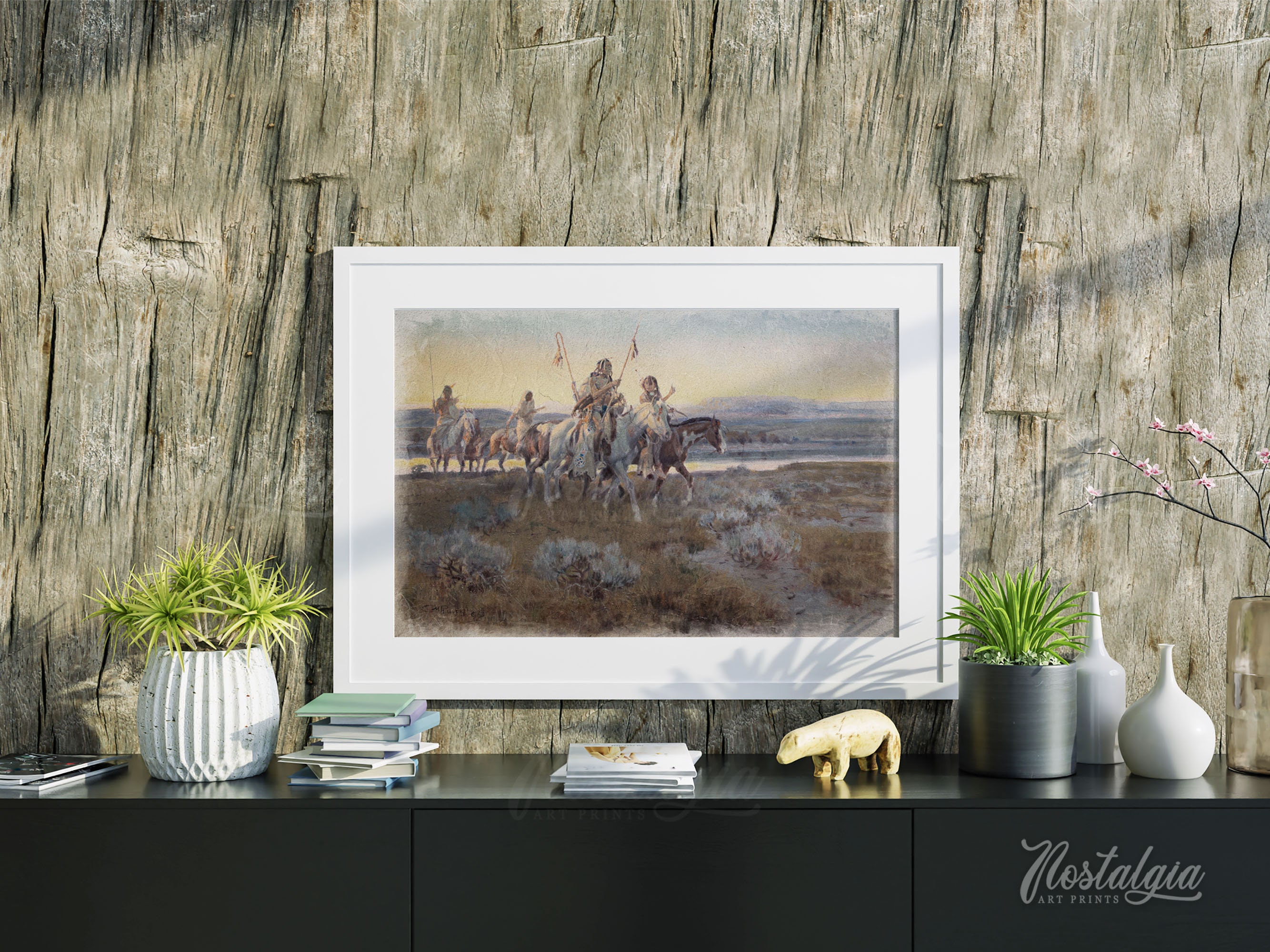 Antique Western Painting | Native Americans Print | Countryside Print ...